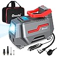 Reesibi 240V Tyre Inflator Air Compressor, Tyre Inflator Mains Powered 240V AC and 12V DC Dual ...