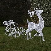 Lights4fun Outdoor Battery Operated Reindeer & Sleigh Christmas Light ...