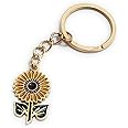 FizzyButton Gifts Sunflower with Leaves Keyring Key Ring with Enamel ...