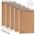 Squared Paper Notebook A6, 5 Pack 160 Pages/ 80 Sheets Grid Spiral ...