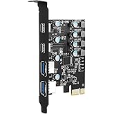 GLOTRENDS U6A2C 8-Port (2 Type-C+ 6 x Type-A) USB 3.0 5Gbps PCIe Expansion Card for Intel, AMD ...