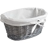 Woodluv Grey Wicker Rectangular Storage Gift Hamper Basket With ...
