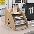 PUNCIA 4 Tiers Wood Desk Desktop File Organizer and Accessories Paper ...