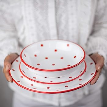 City to Cottage Red and White Handmade Hand Painted Ceramic 12 Piece ...