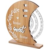 Operitacx Wood Perpetual Calendar, Vintage Rotating Desk Calendar ...