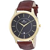 Titan Karishma Champagne Dial Analog with Day and Date Leather Strap ...