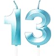 13th Birthday Candles - Blue Number 13 Candles for Cake Toppers ...