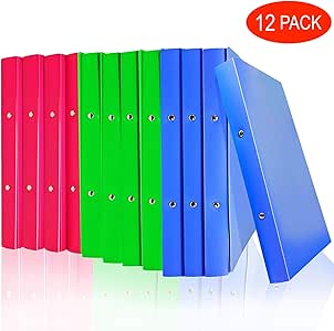 Set di 12 Raccoglitori Cartelle Ad Anelli A4 - Plastica PP di Alta Qualità - con 2 Anelli, 25mm ...