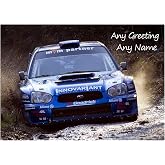 Personalised Rally Car Greeting Card (Birthday, Christmas, Any Occasion ...