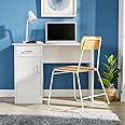 Home Source Office Desk, 1 Drawer & 1 Door Compact Computer Workstation, White : Amazon.co.uk ...