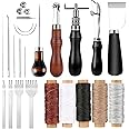 Ensemble d'outils de couture en cuir, ensemble de bricolage en cuir avec 5 couleurs de fil de ...