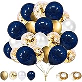 Flow Month 60pc Balloons Set - 12 Inch Navy Blue, Silver Metallic, White Latex, Confetti ...