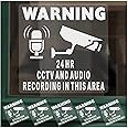 6 x Stickers CCTV Camera and AUDIO Recording WINDOW Signs 24hr 24 Hour ...