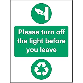 Please switch off light when leaving safety signs - Self adhesive ...