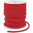 LEREATI Red Twisted Cord Rope 3mm x 25m, 3-Ply Soft Polyester Satin ...