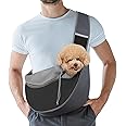 Pawaboo Pet Dog Sling Carrier, Hand Free Drawstring Dog Papoose with ...