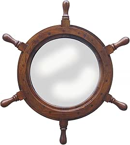 Wooden Ship Wheel, Mirror, Nautical Decoration, Gift: Amazon.co.uk ...