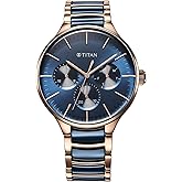 Titan Ceramic Fusion Quartz Multifunction Black Dial Two Toned Silver ...