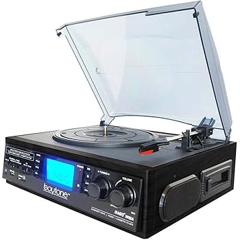 Jensen JTA-230 3 Speed Stereo Turntable with Built In Speakers; Vinyl ...
