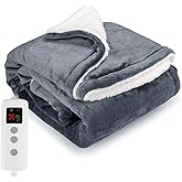 Mia&Coco Electric Heated Blanket Throw Flannel Sherpa Fast Heating ...