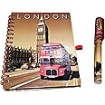 Medium Notebook and Matching Pen with London Red Bus and Big Ben Print ...