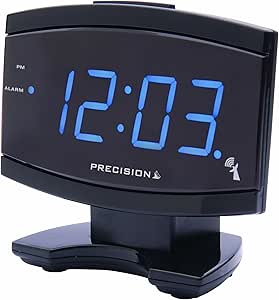 Precision PREC0098 Radio Controlled Alarm Clock with Blue LED Display ...