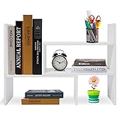 EasyPAG Wood Desk Shelves Adjustable Desktop Bookshelf Freestanding ...