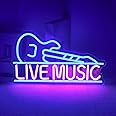 Live Music Neon Signs Blue Pink Music LED Neon Lights Letters Neon Sign ...