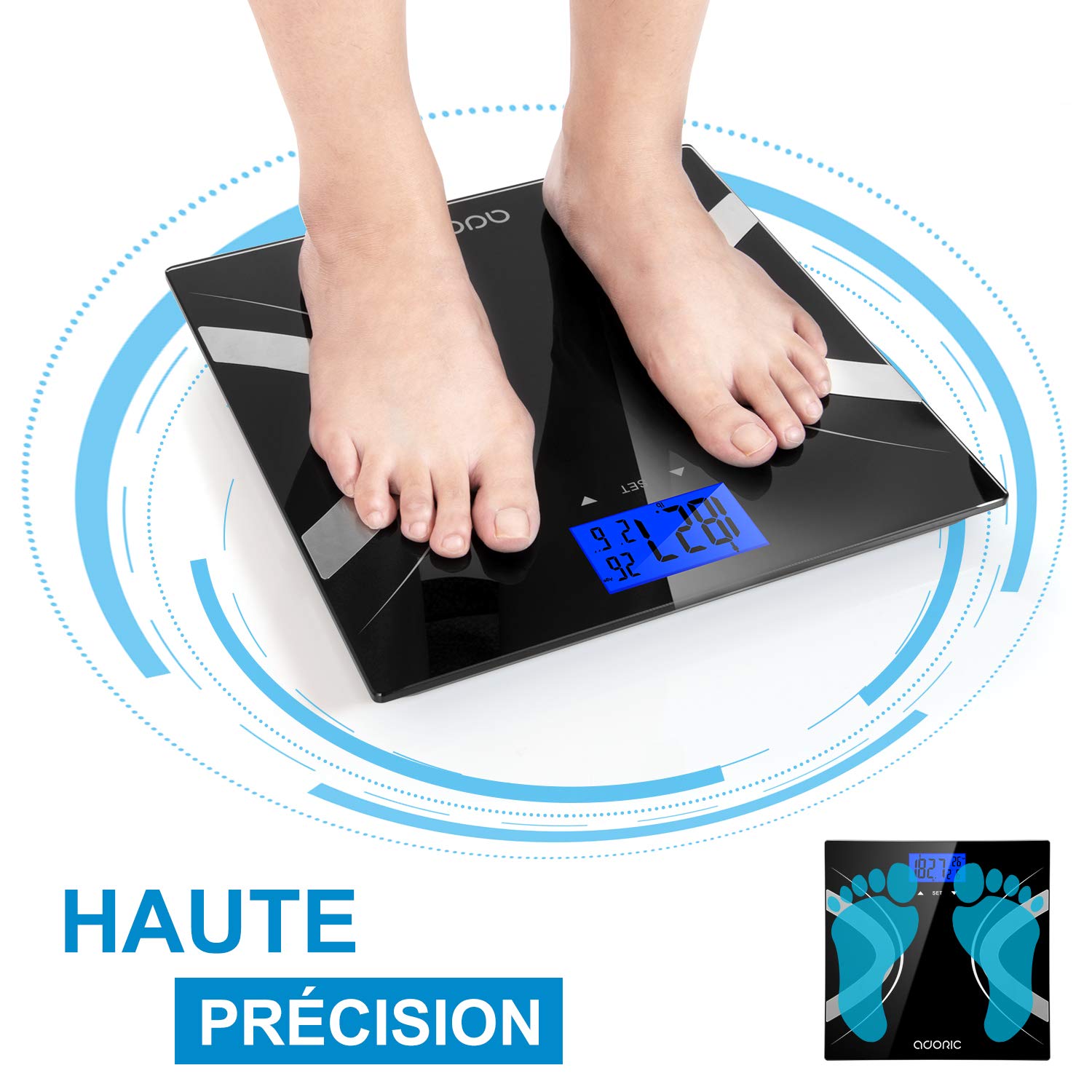 ADORIC Pèse Personnes Impédancemètre Balance Mesure du Poids, 180kg ...