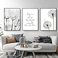 Amazon.de: EXQUILEG 3er Poster Set Löwenzahn Bilder Set Modern Schwarz Weiß Leinwandbilder ...