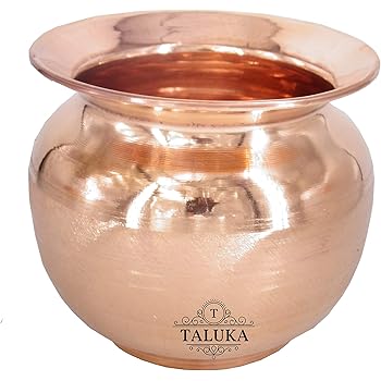 Buy Indian Art Villa Copper Lota Kalash Pot, Poojan Purpose, Drinkware ...