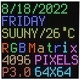 RGB Full Color LED Matrix Panel 64x64 Pixels, 4096 Individual RGB LEDs ...