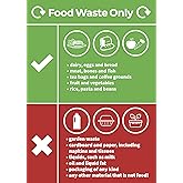 Food Waste Only List Safety Sign Self Adhesive Gloss Sticker 160mm x ...