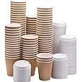 HOT BARGAINS, 100 X 12oz / 360ml Kraft Triple Walled Disposable Paper Ripple Cups Disposable ...