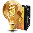 Retro Vintage Globe LED 4w Edison Style Spiral Filament Bulb Smoked Gold Glass G95 Teardrop E27 ...