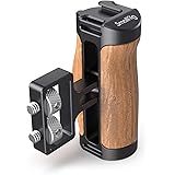 SMALLRIG Side Wooden Handle Grip with Threaded Holes and Cold Shoe ...
