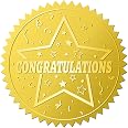 CRASPIRE 408Pcs Congratulations Gold Foil Embossed Stickers 2" Star ...