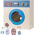 Navaris Toy Washing Machine & Laundry Set - Wooden Montessori Playset ...