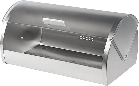 Home Bread Bin in Plastic and Steel/Transparent, 30 x 40 x 20 cm ...