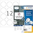 HERMA Self Adhesive Removable Round Labels, 12 Labels per A4 Sheet, 100 ...