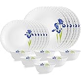 Cello Opalware Dazzle Series Blue Swirl Dinner Set, 20 Pcs | Light-Weight, Daily Use Crockery ...
