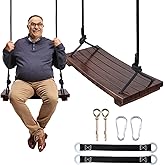 PELLOR Wooden Swing Seat, Carbonized Beech Wood Swing Set Tree Swings for Kids Children Adults ...