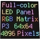 RGB Full Color LED Matrix Panel 64x64 Pixels, 4096 Individual RGB LEDs ...