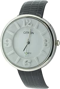 Ladies White Dial Citron Quartz Watch with Black Moc Croc Strap: Amazon ...