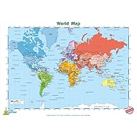 Little Wigwam World Map "No Tear Guarantee" Educational Poster (60 x ...