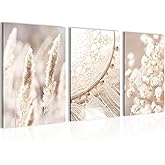 Novart Wandbilder Set Boho - KOMPLETT AUFHÄNGFERTIG - Wohnzimmer Schlafzimmer Deko - 3 Moderne ...