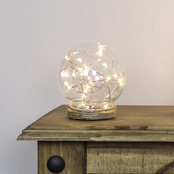 Set of 3 Battery Operated Blue Crackled Glass LED Fairy Light Balls by ...