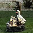 Solar Ducks Statue Garden Ornaments Outdoor, Water Fountain Statue ...