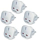 Pack of 5 Travel Adapter | UK to European Plug Adapter Converter (Euro ...