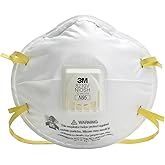 3M 8210 Disposable Respirator N95 Face Mask, Non Woven Fabric, Metal Nose Clip and Elastic ...